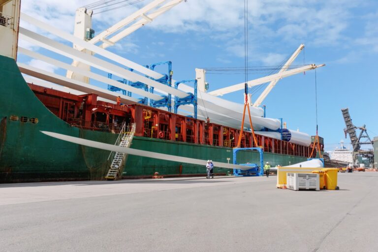 Wind Turbine Blades Arrive at Geraldton Port for the Bellevue Gold Project