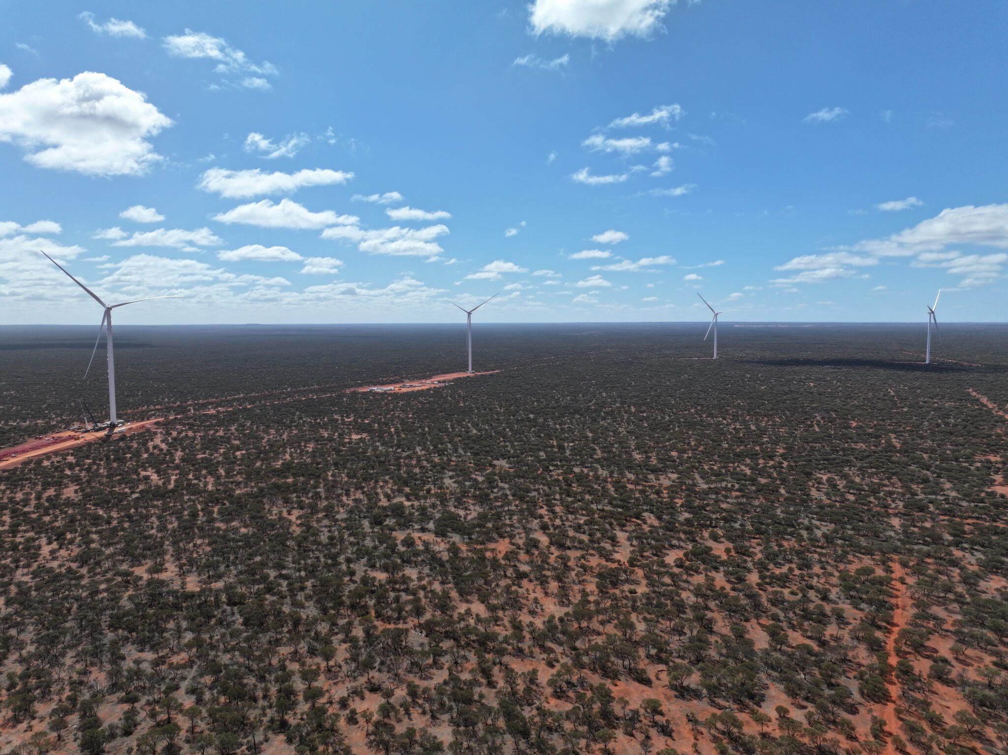 Four wind turbines are now standing at the Lynas Rare Earths’ Mt Weld site
